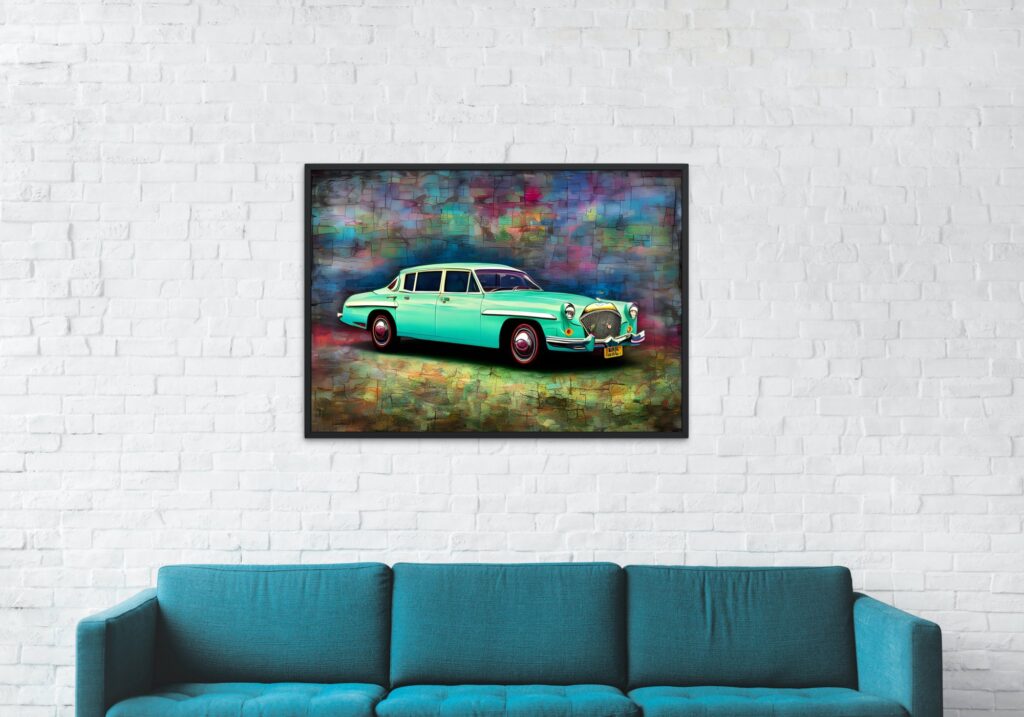 Acrylic Painting - Vintage Car - paintingvala
