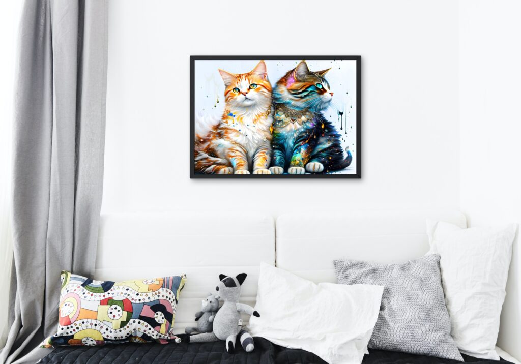 Wall Art - Cats Canvas Painting - paintingvala